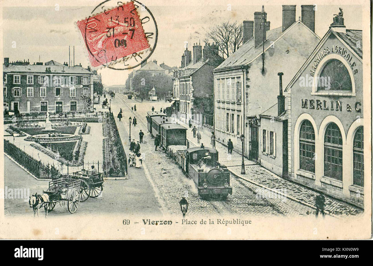 A photograph of Place de la République in Vierzon, France, highlighting ...