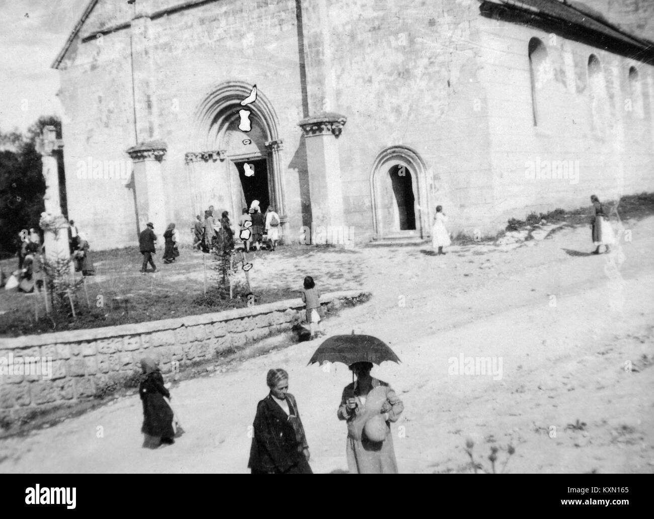 This photograph shows the Cistercian Abbey Church, a historic religious ...