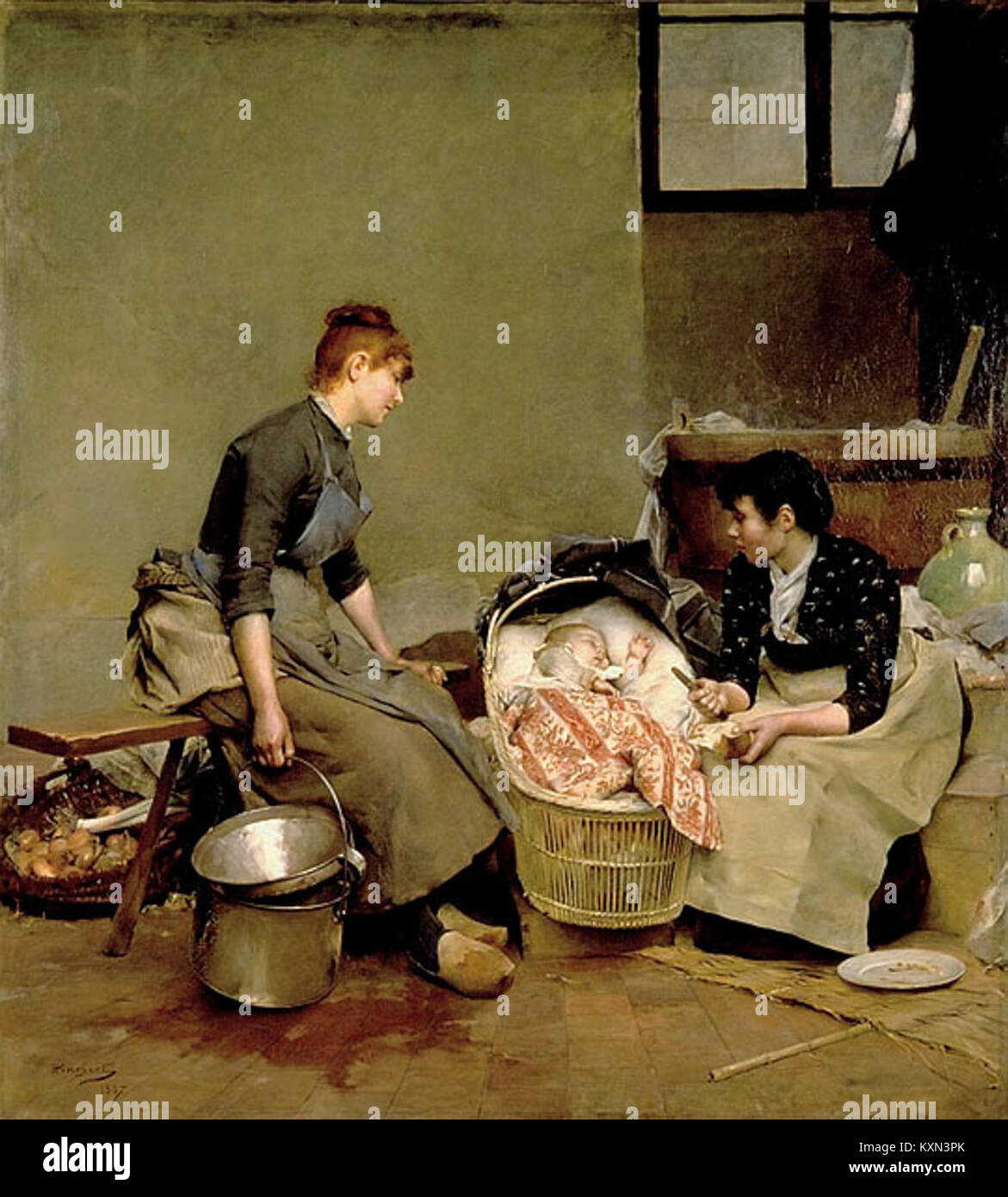 'Berceau' by Auguste Émile Pinchart depicts childhood and nostalgic ...