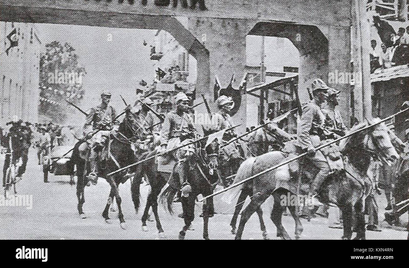 This image depicts the Turkish cavalry entering Antakya on July 6, 1938 ...