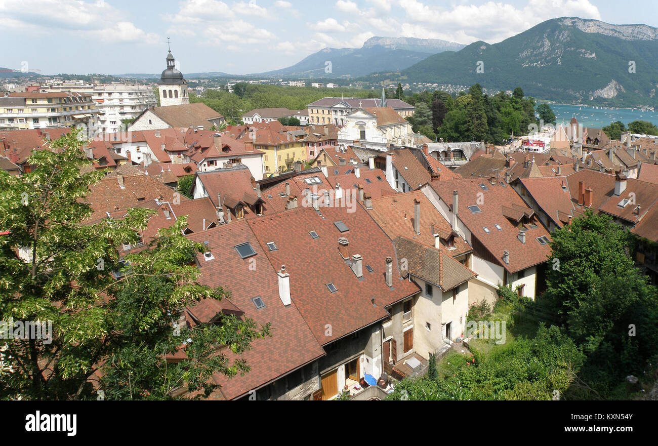 The image captures a general view of Annecy, a scenic town in the ...