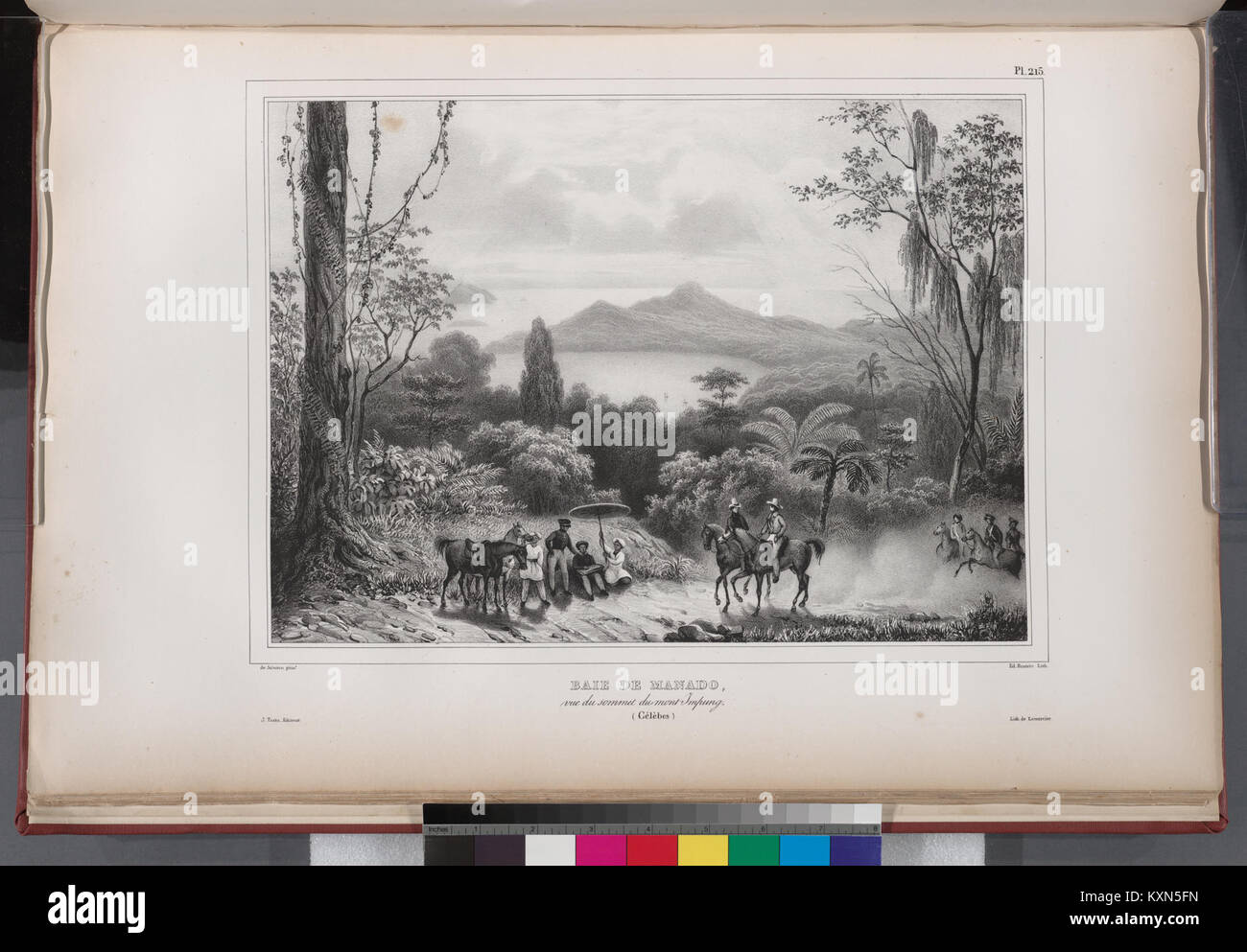 This image presents a view of Manado Bay from the summit of Mount ...