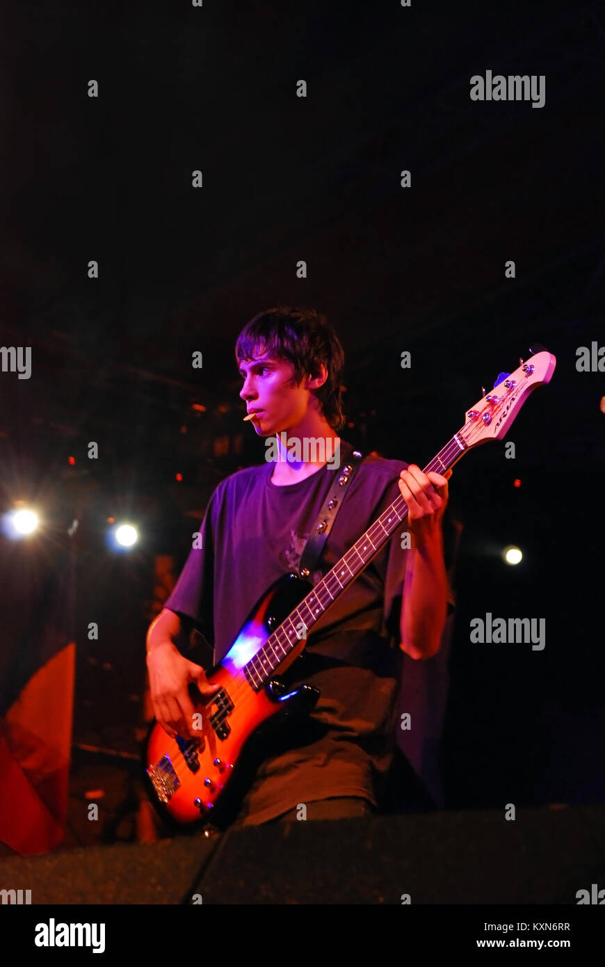 CARANSEBES - SEPTEMBER 12: Senseless band, young bass singer on stage ...