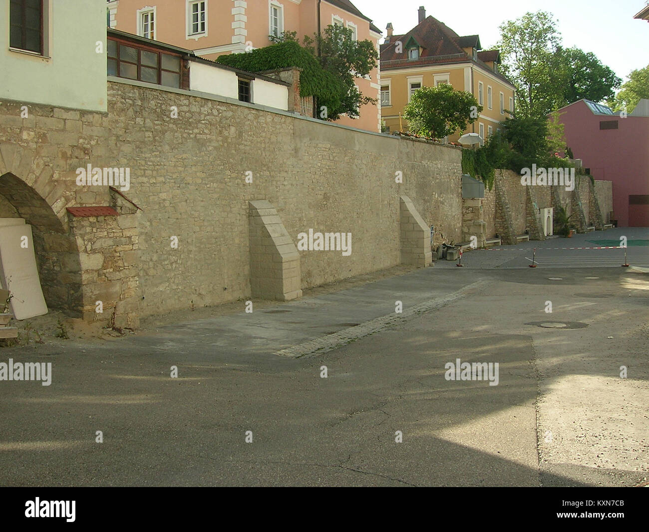 This image depicts the medieval city wall of Eichstätt, Germany ...