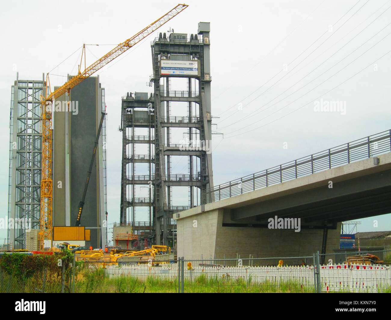 The construction site shows a bascule bridge with a ramp and the old ...