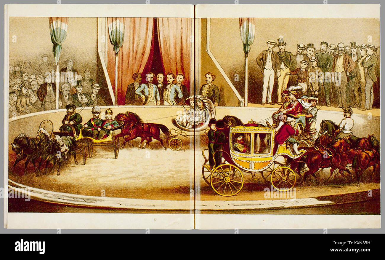 A 19th-century illustration of Cinderella at the Cirque Carr, depicting ...