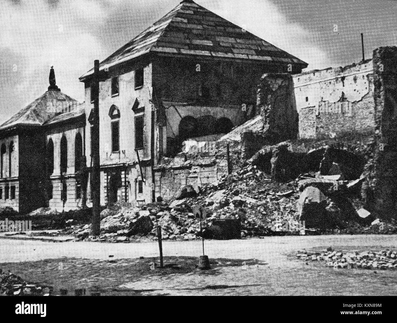 The Arsenal in Warsaw, Poland, in 1946, represents military ...