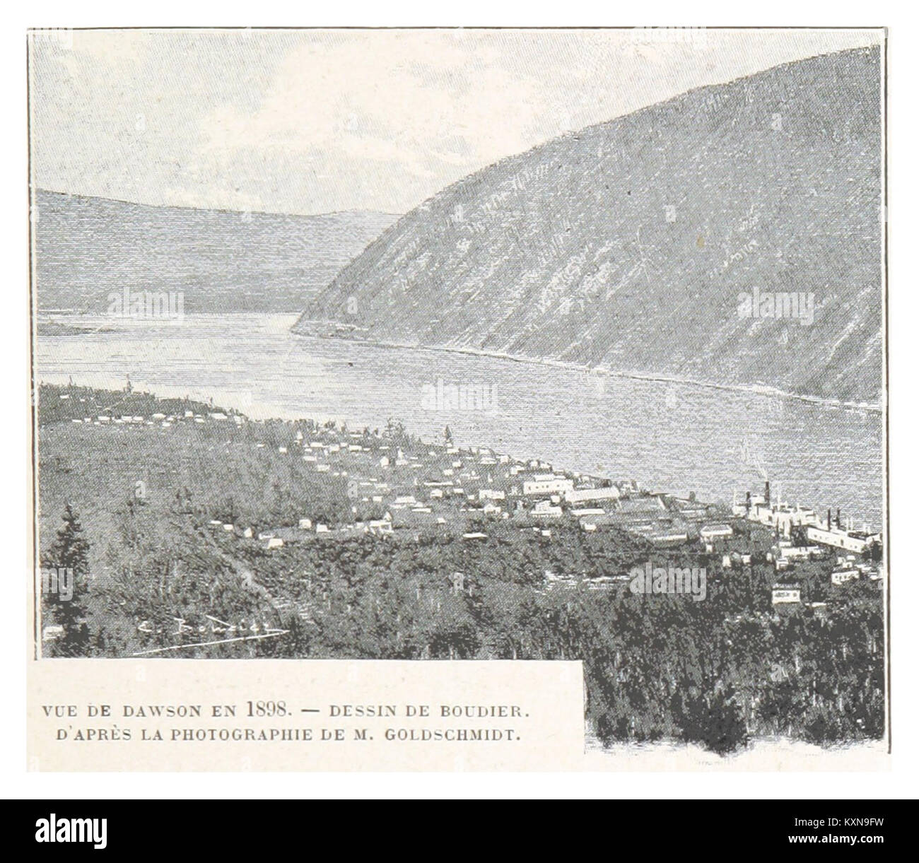 BOILLOT(1899) p127 VUE DE DAWSON EN 1898.-DESSIN DE BOUDIER. D'APRÈS LA ... BOILLOT(1899) p127 VUE DE DAWSON EN 1898.-DESSIN DE BOUDIER. D'APRÈS LA ...