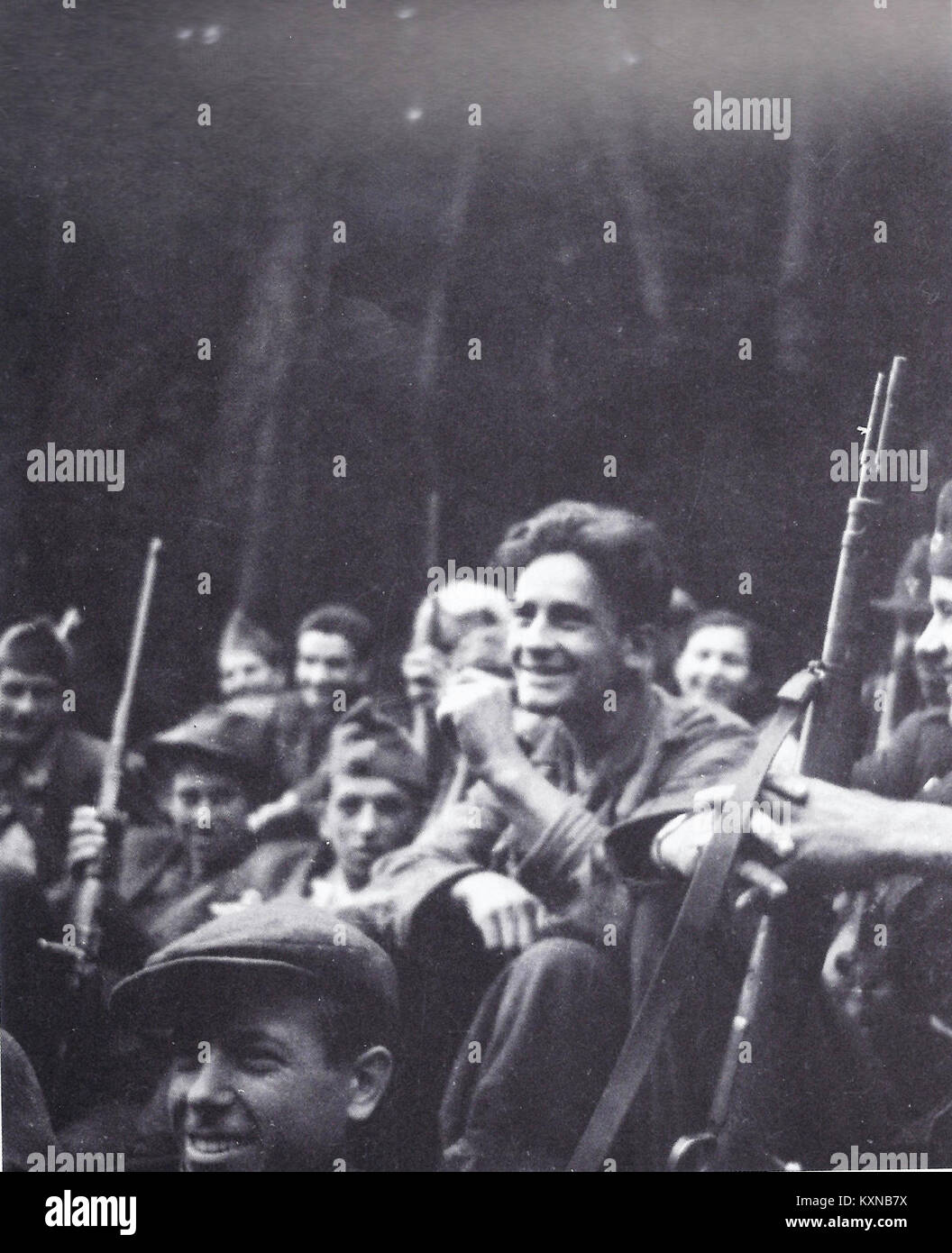 The 1918 photograph shows members of the Borci Loskega odreda, a ...