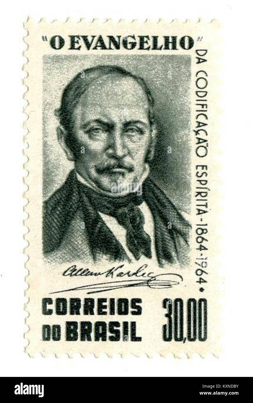 This 1964 Brazilian stamp features Allan Kardec, a central figure in ...