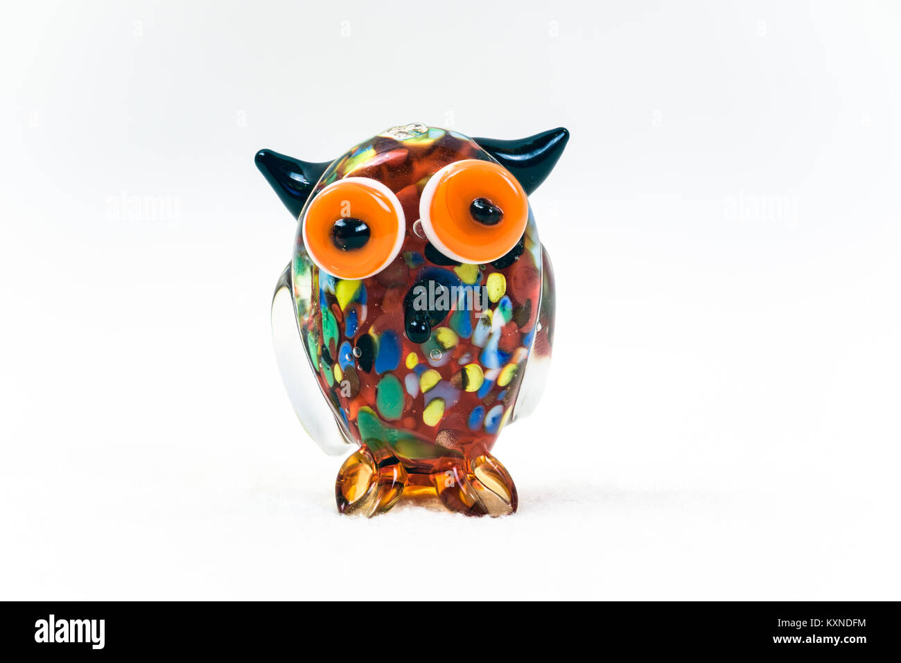 Colorful glass owl figurine isolated on white background Stock Photo ...