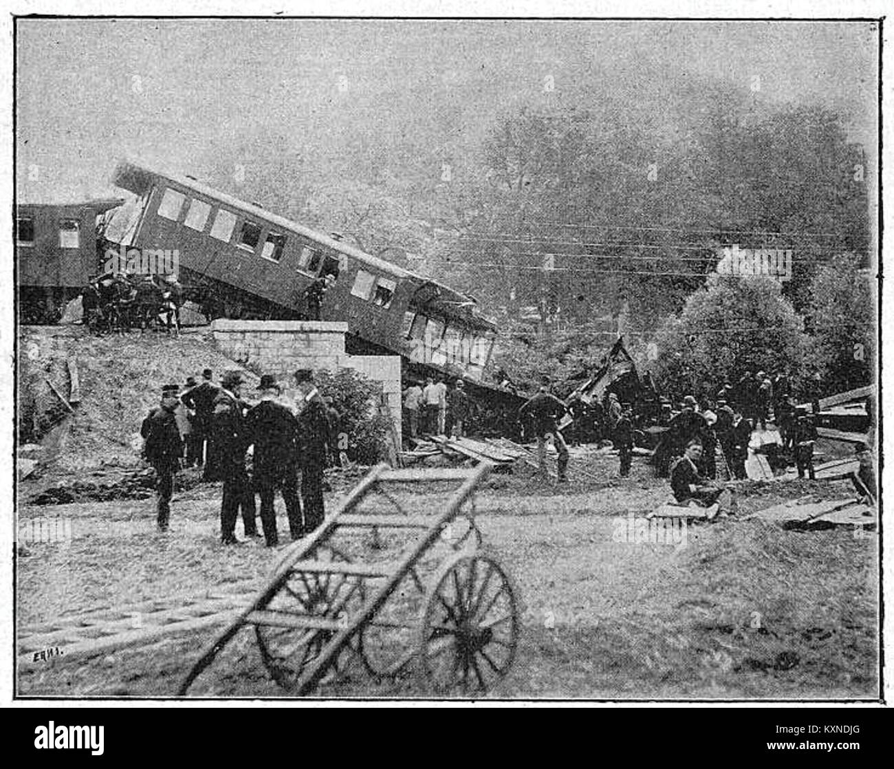 The collapse of the bridge at Münchenstein, Switzerland, illustrating ...