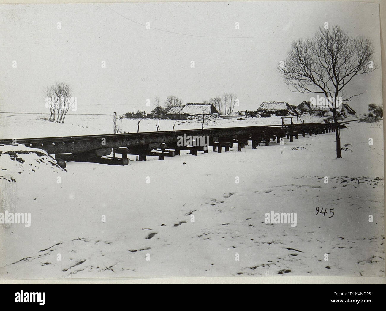 The photograph captures a bridge in Galicia, likely near Kowel ...