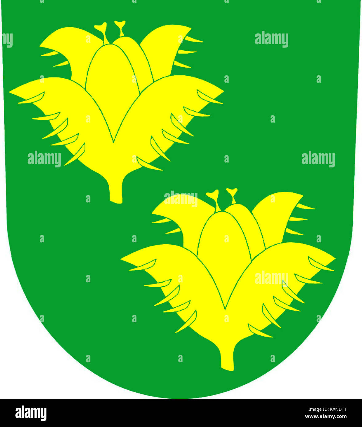 The coat of arms of Bukvice, located in the Jičín district of the Czech ...