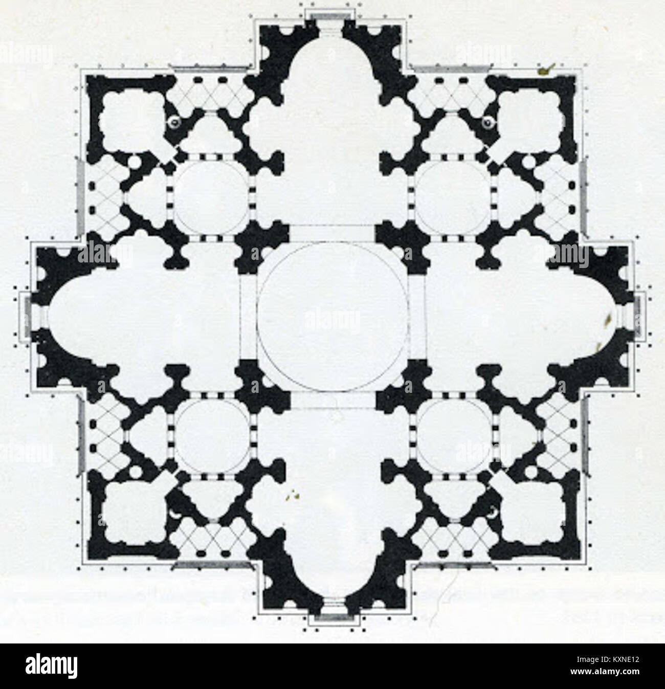 Architectural plan by Donato Bramante for St. Peter's Basilica in ...