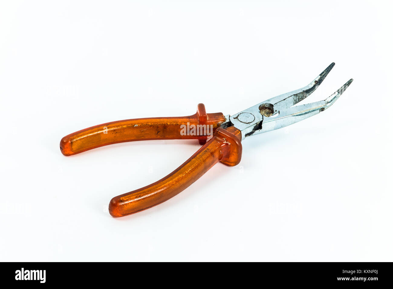 Bent long nose pliers isolated on white background Stock Photo - Alamy