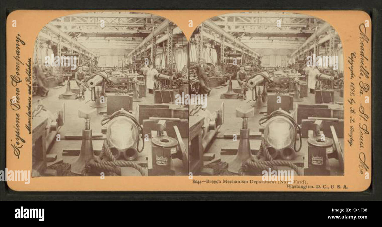 Stereoscopic photograph of the Breech Mechanism Department at the Navy ...