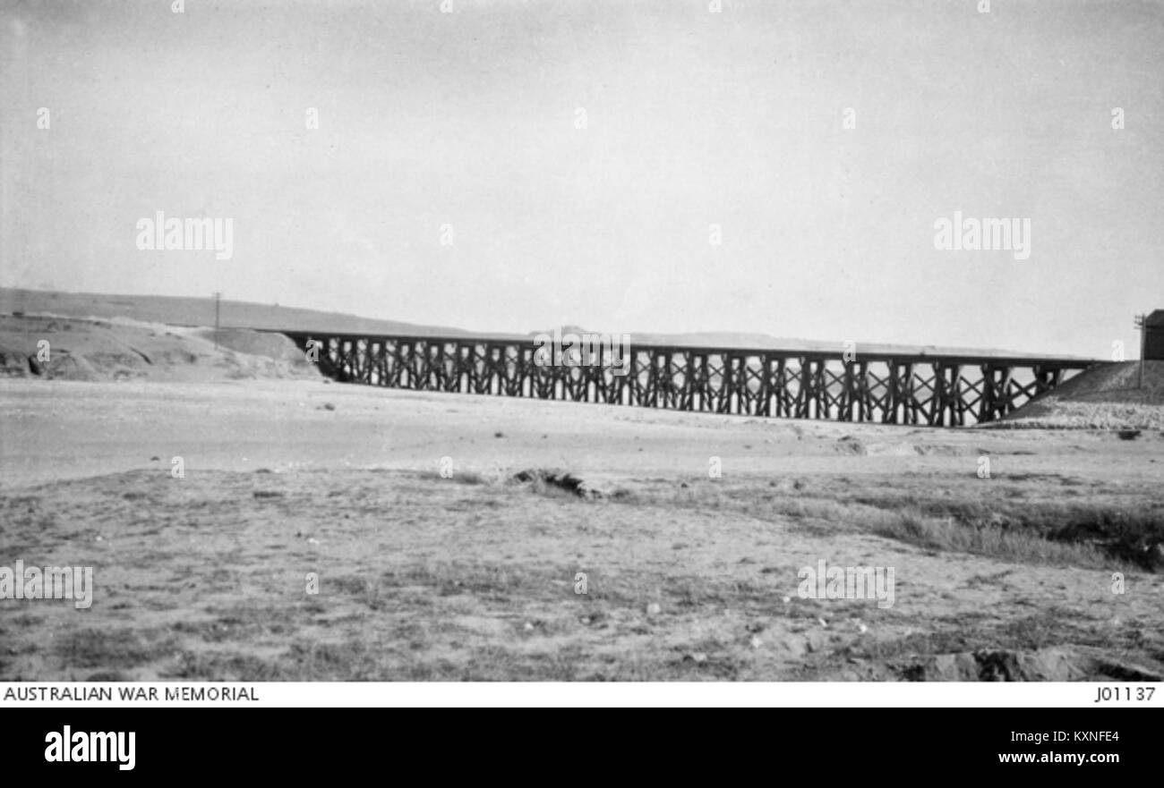 A photograph of a bridge spanning the Wadi (waterway) at Shellal ...