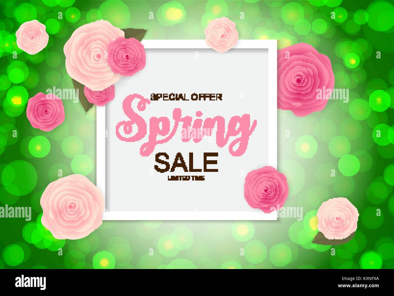 Spring Sale Cute Background with Flowers. Vector Illustration Stock ...