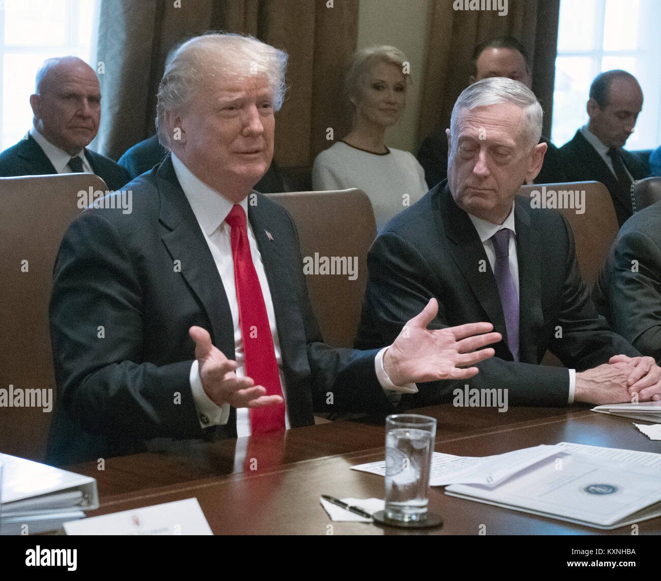 United States President Donald J. Trump makes opening remarks as he ...