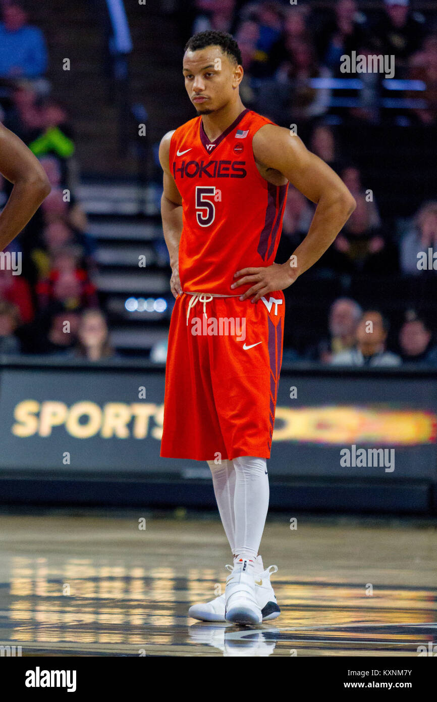 Winston-Salem, NC, USA. 10th Jan, 2018. Virginia Tech Hokies guard ...