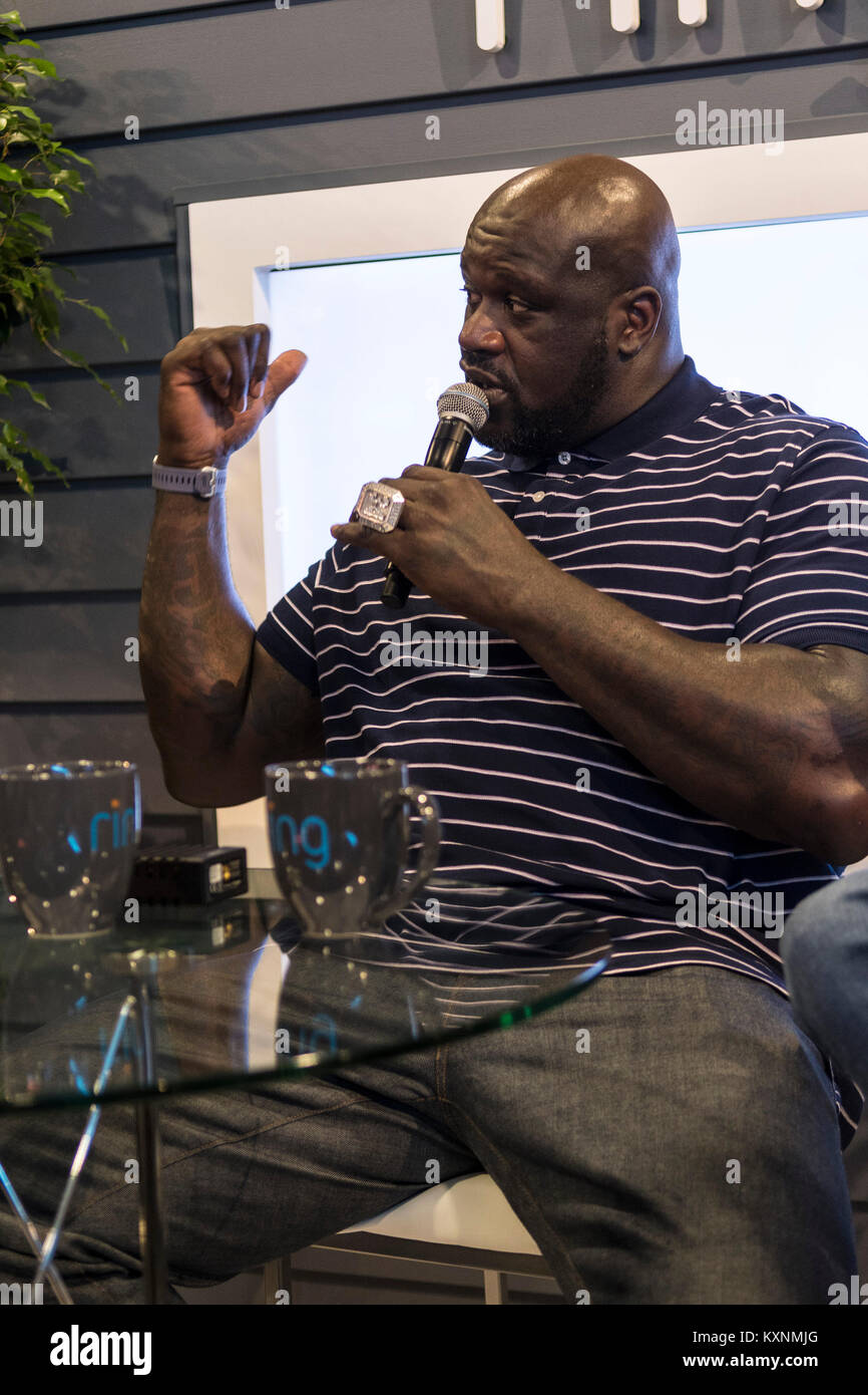 Las Vegas, NV, USA. 10th Jan, 2018. Shaquille O'Neal at the Ring booth ...