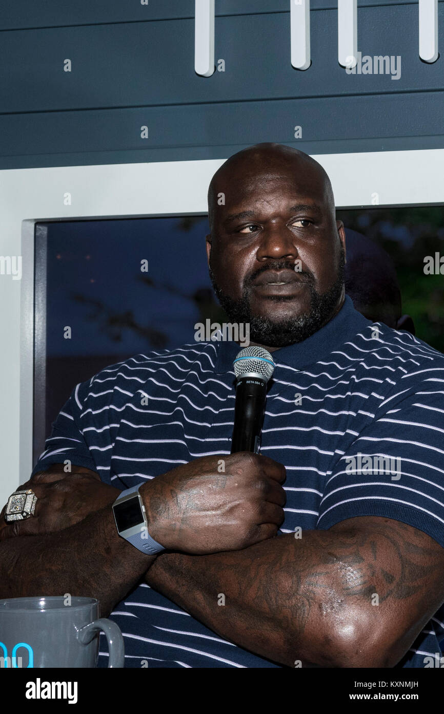 Las Vegas, NV, USA. 10th Jan, 2018. Shaquille O'Neal at the Ring booth ...