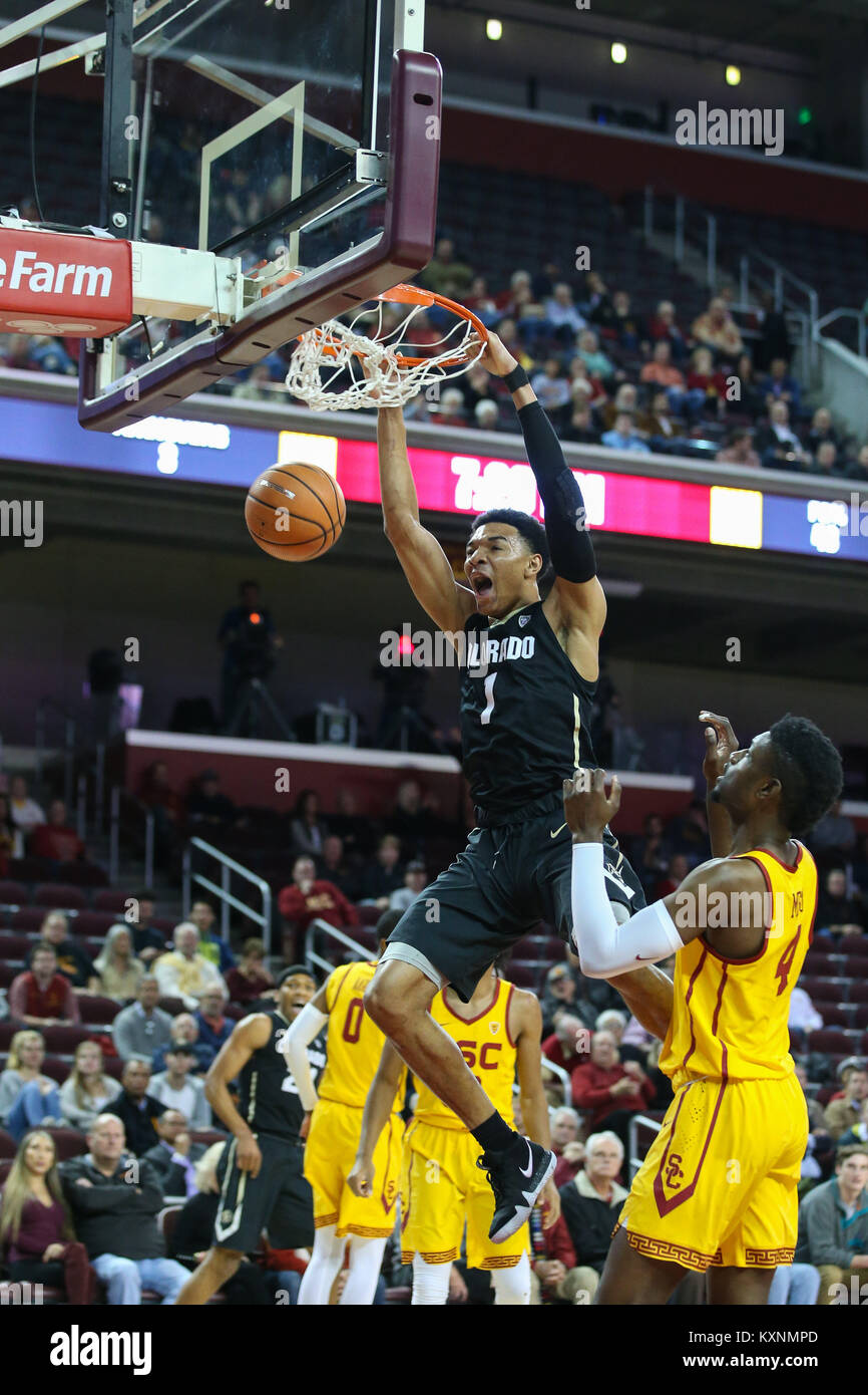 January 10, 2018: Colorado Buffaloes guard Tyler Bey (1) slams dunks ...