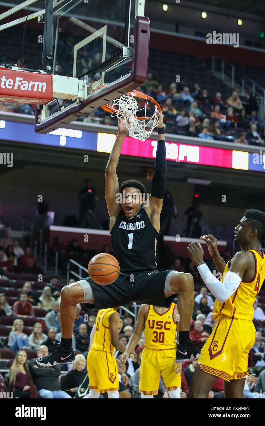 January 10, 2018: Colorado Buffaloes guard Tyler Bey (1) slams dunks ...