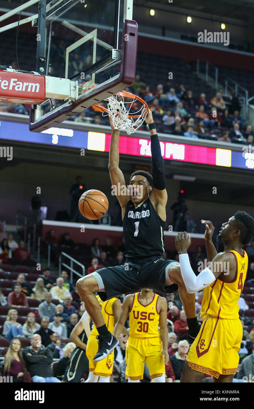 January 10, 2018: Colorado Buffaloes guard Tyler Bey (1) slams dunks ...