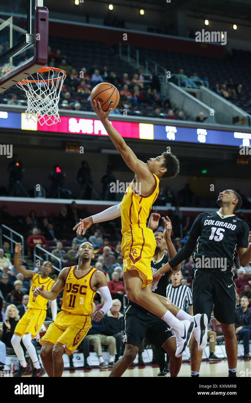 January 10, 2018: USC Trojans guard Derryck Thornton (5) drives to the ...