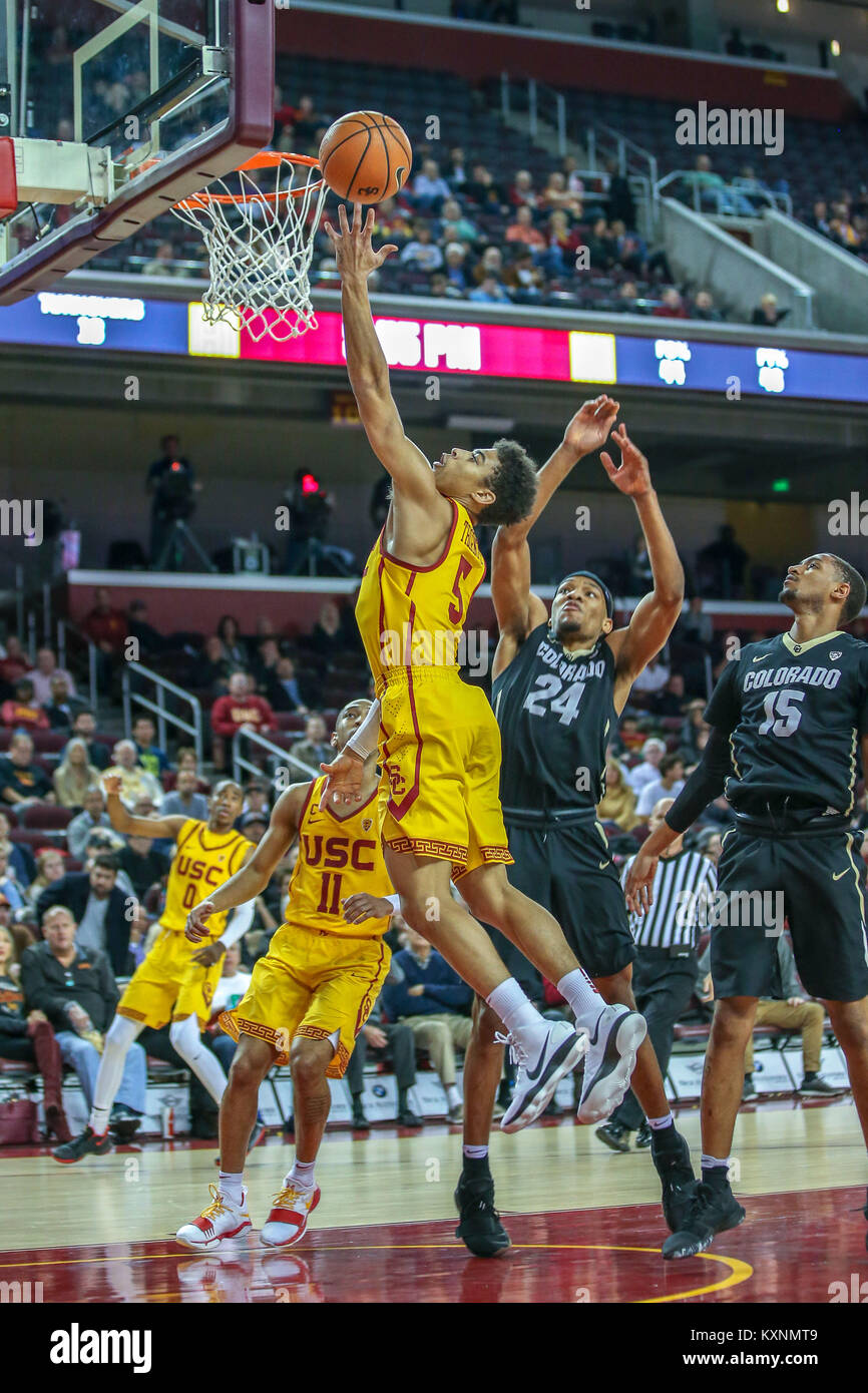 January 10, 2018: USC Trojans guard Derryck Thornton (5) drives to the ...
