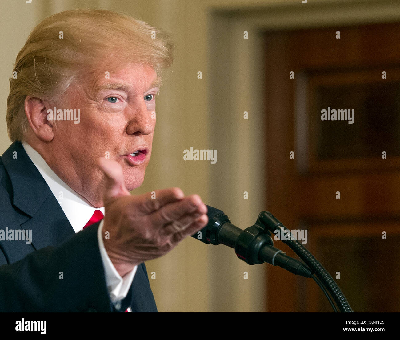 United States President Donald J. Trump answers reporter's questions ...