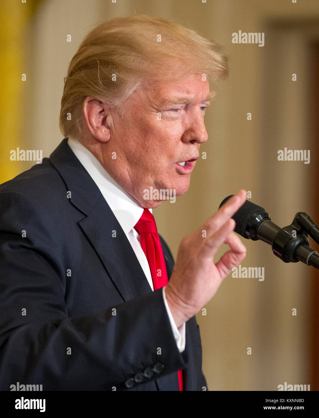 United States President Donald J. Trump answers reporter's questions ...