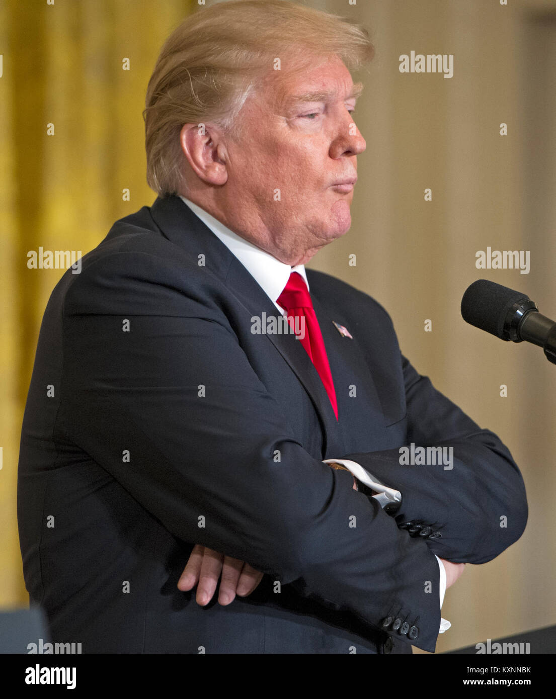 United States President Donald J. Trump answers reporter's questions ...