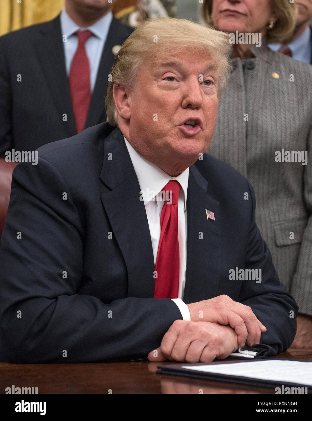 United States President Donald J. Trump makes remarks prior to signing ...