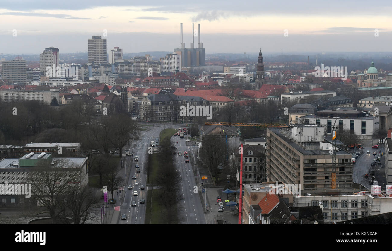 Hanover, Germany. 10th Jan, 2018. An aerial view of Hanover taken from ...