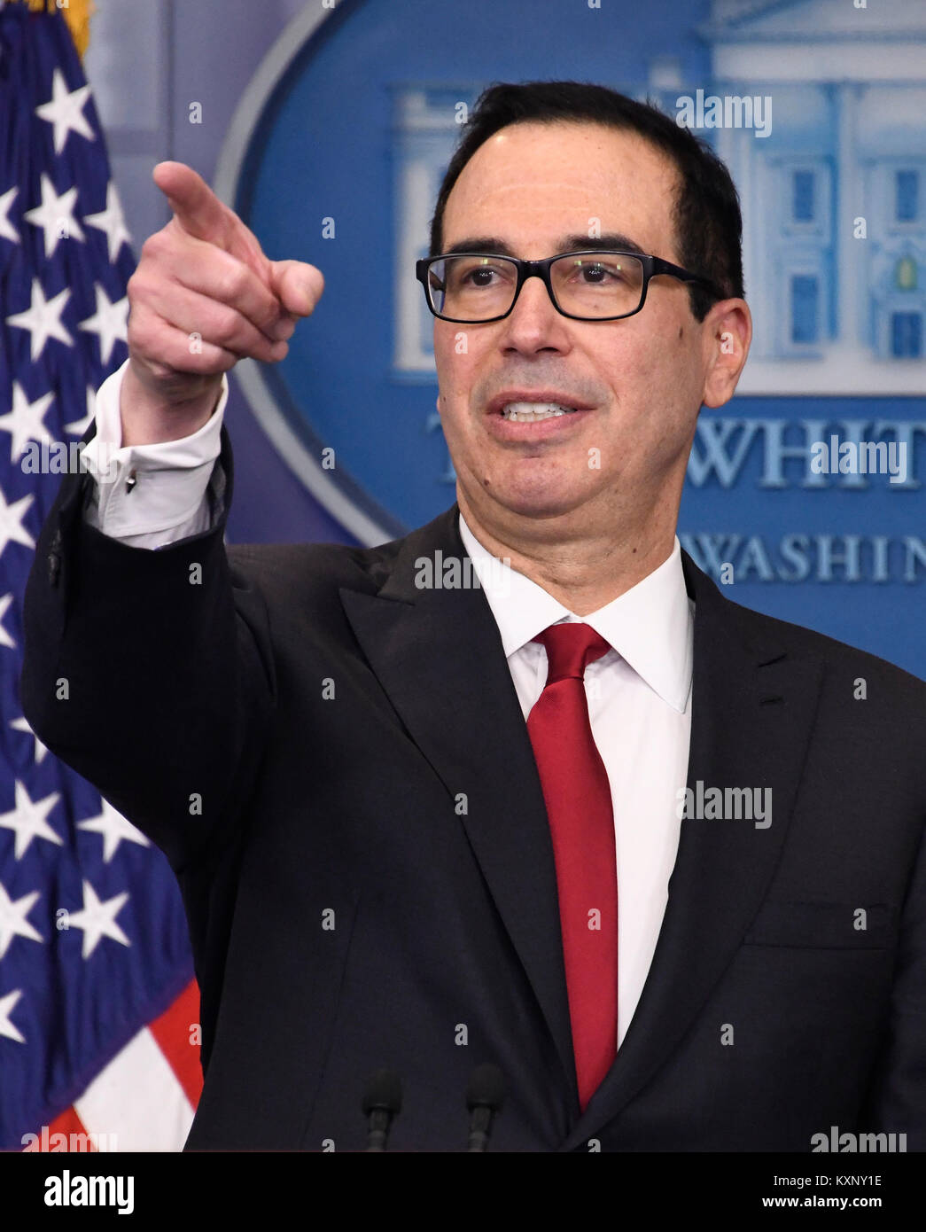 United States Secretary of the Treasury Steven Mnuchin talks about the ...