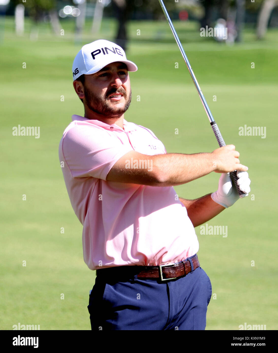 Honolulu, Hawaii, USA. January 11, 2018 - Stephan Jaeger hits his ...