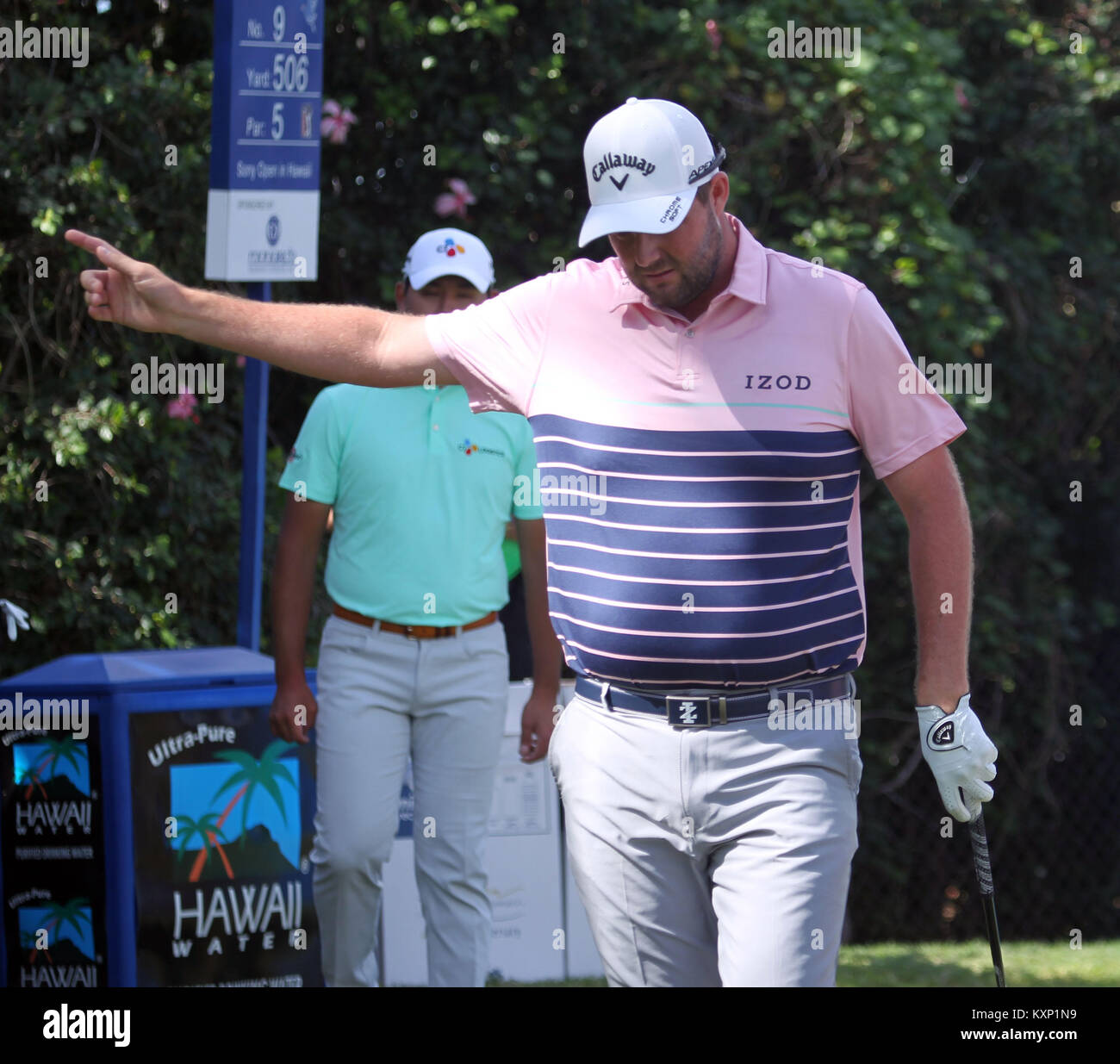 Honolulu, Hawaii, USA. January 11, 2018 - Mark Leishman tees off on the ...