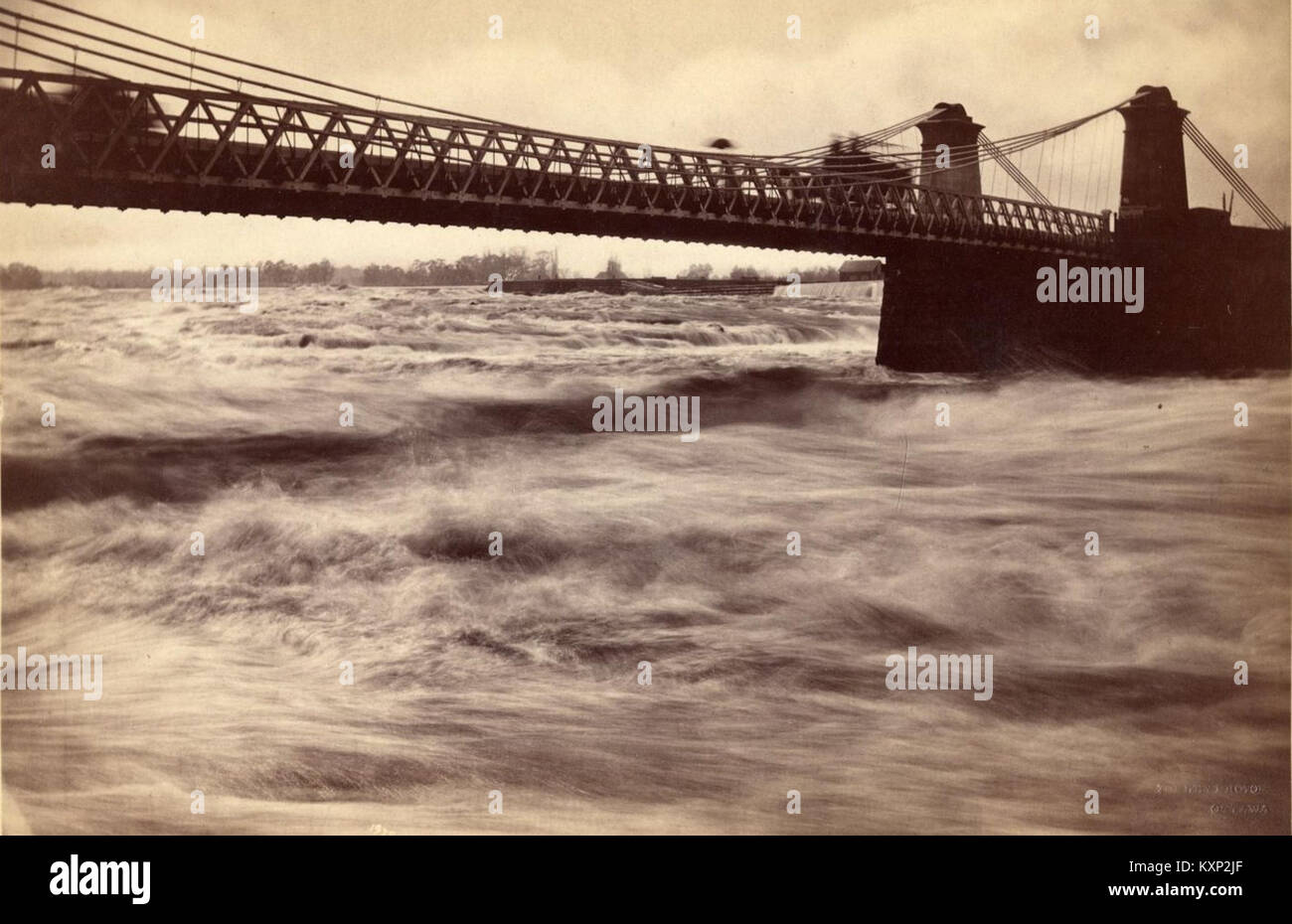 The Union Suspension Bridge over the Chaudière River, constructed in ...