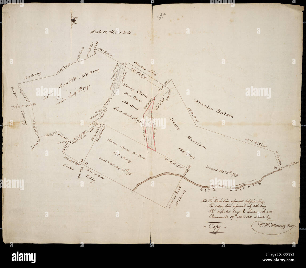 An unrestored map of Clum Farm, showing the layout and property ...