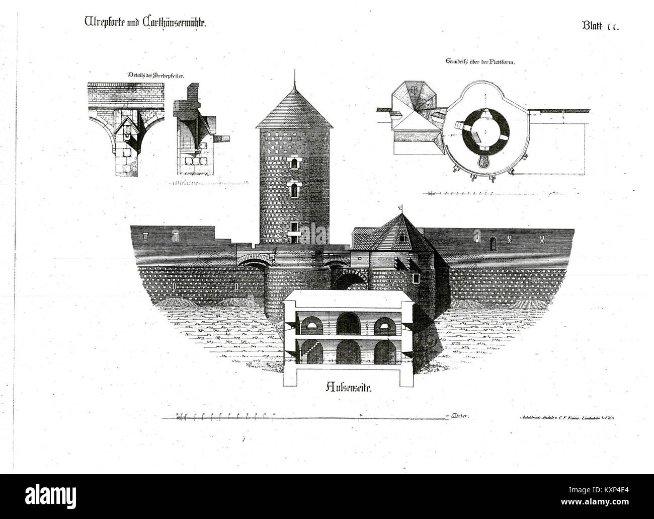 This historical map depicts Cologne city gates and fortifications from ...
