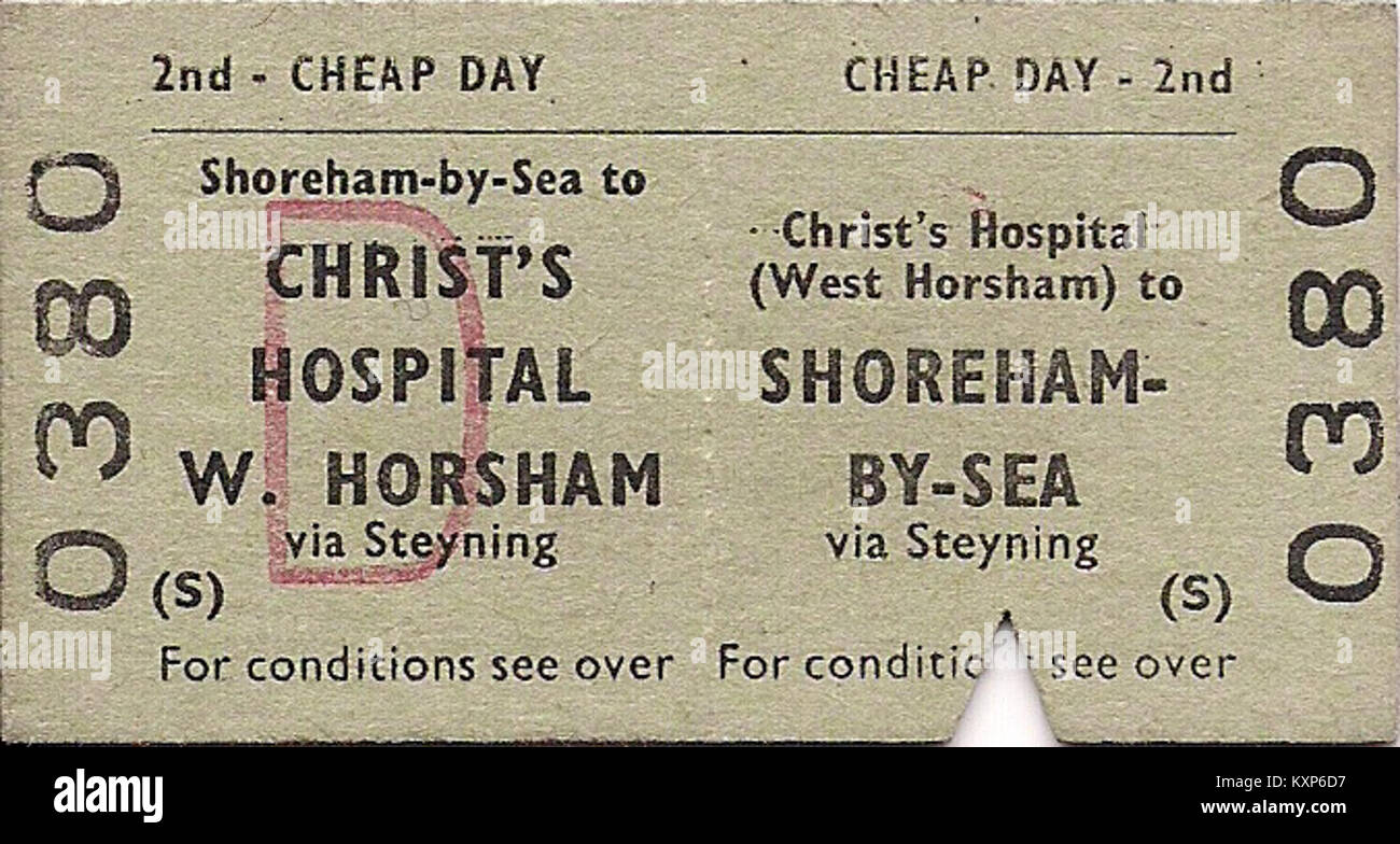 A historical return ticket documents a journey from Christ's Hospital ...