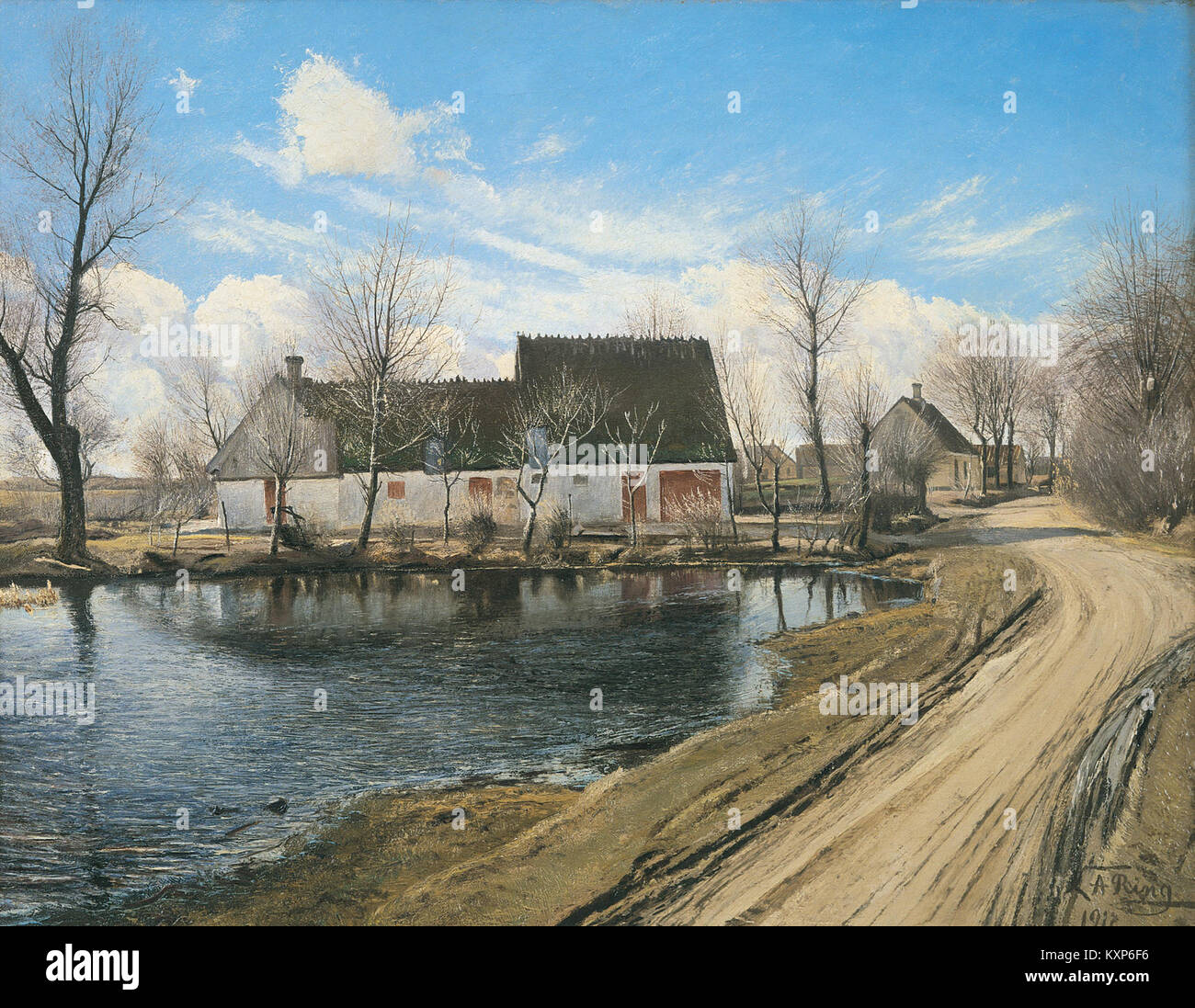 A 1911 photograph of a village pond in Baldersbrände, showcasing rural ...