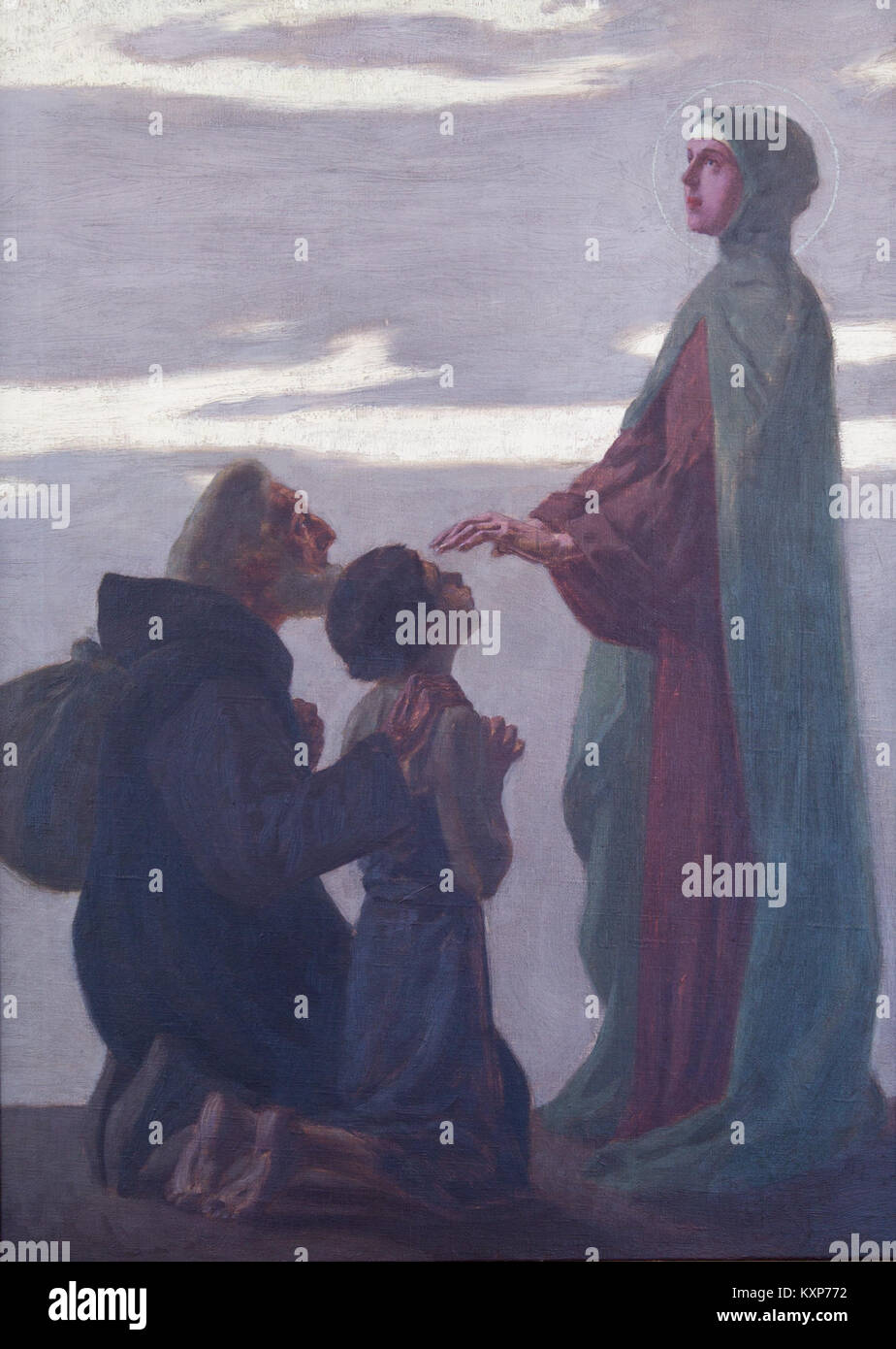 Painted in 1914 by Carl Jordan, this oil on canvas depicts Saint Odile ...