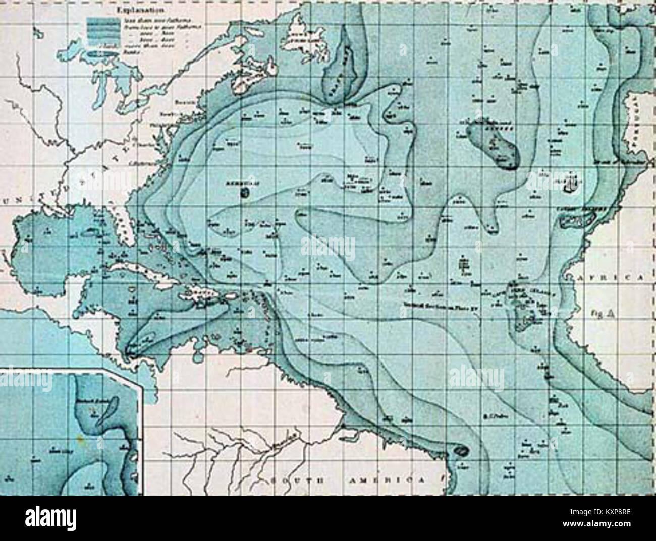 This bathymetric map illustrates underwater topography, displaying ...