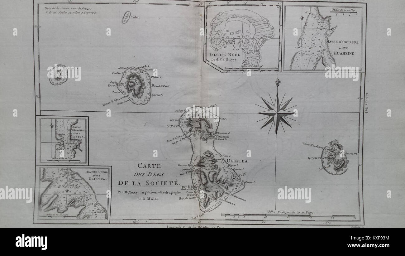 This 1790 map depicts the Islands of the Society, illustrating their ...
