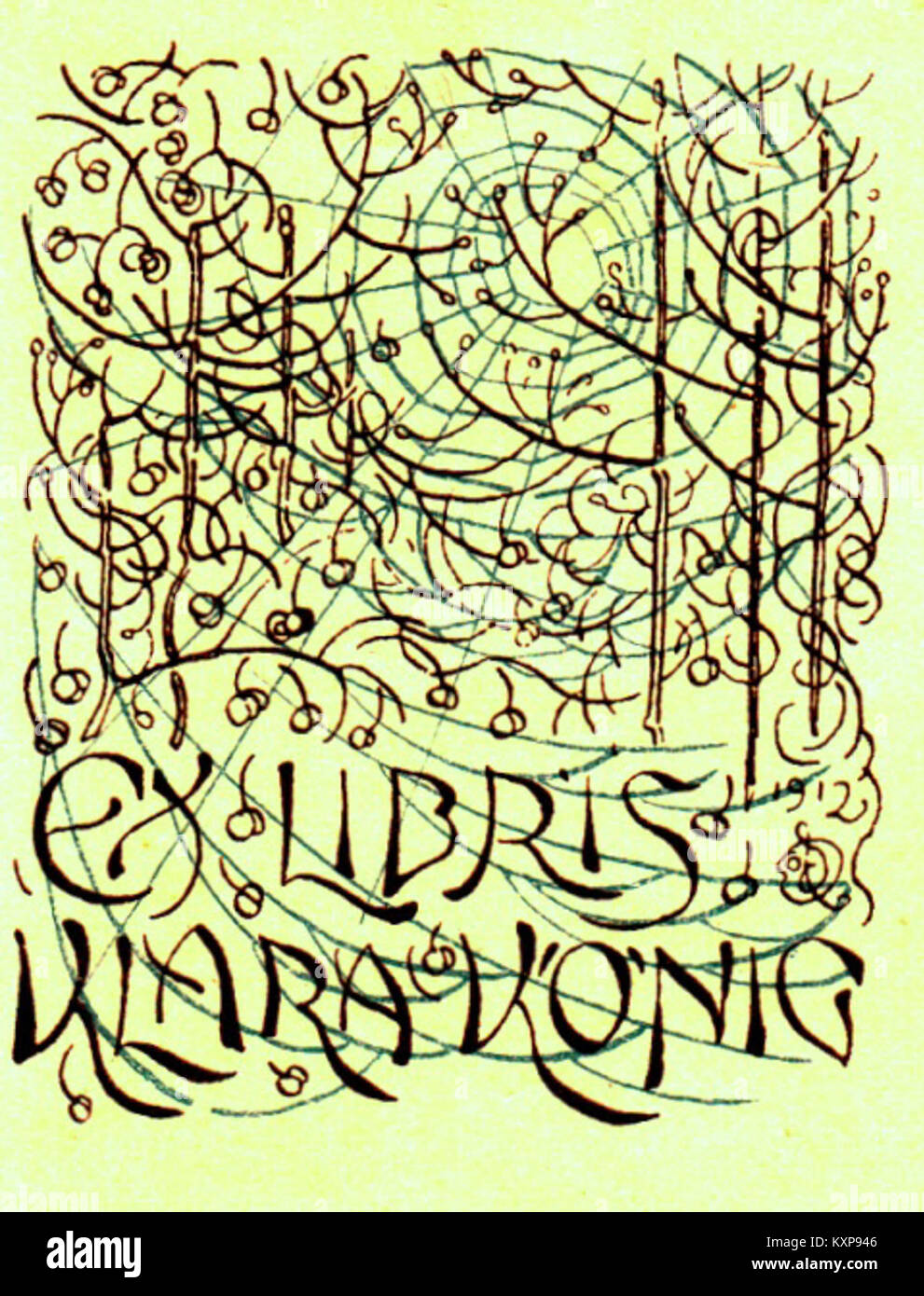An ex libris design by Emil Anner from 1912, created for Klara König ...