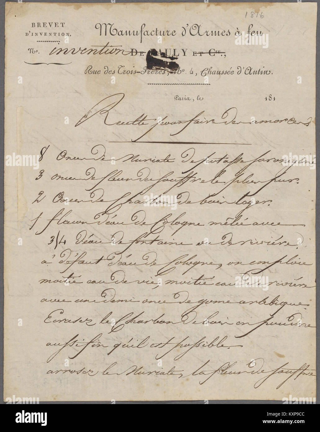 Patent document by John Payne Todd for a priming composition ...
